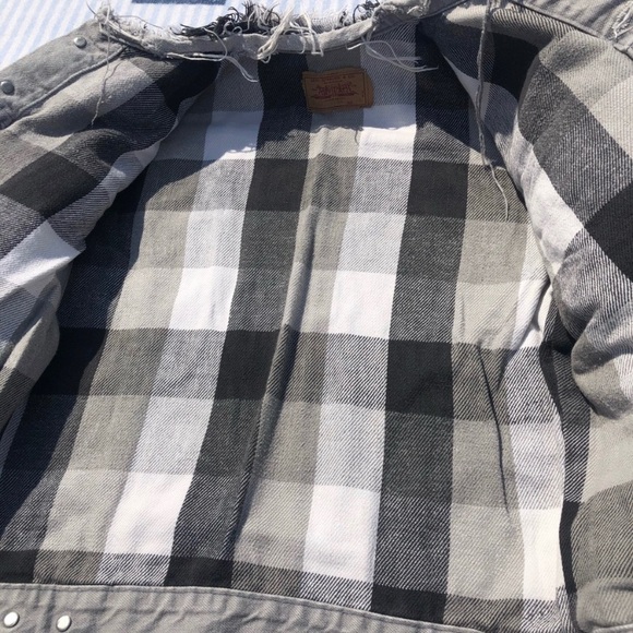 Levi's | Jackets & Coats | Vintage Levis Plaid Lined Denim Jacket ...